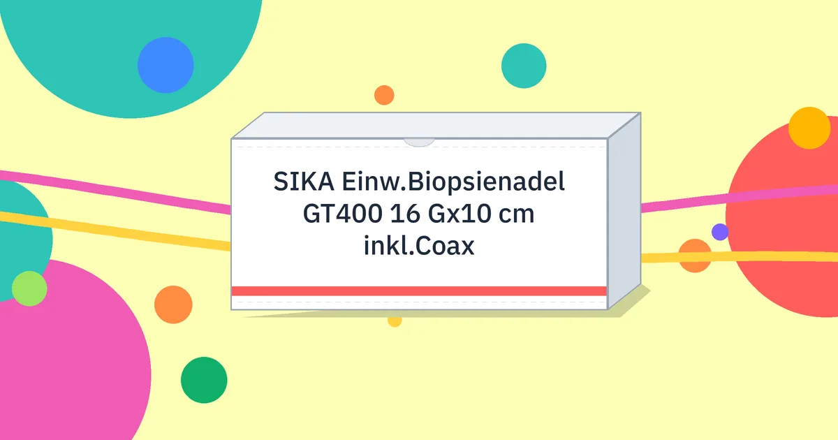 Symbolbild: Packung mit der Aufschrift SIKA Einw.Biopsienadel GT400 16 Gx10 cm inkl.Coax (PZN 20287860) – Verfügbarkeit und Bezug in Apotheken in Frankfurt am Main
