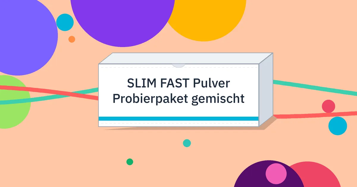 Symbolbild: Packung mit der Aufschrift SLIM FAST Pulver Probierpaket gemischt (PZN 19170070) – Verfügbarkeit und Bezug in Apotheken in Frankfurt am Main