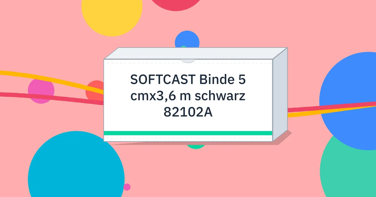 Symbolbild: Packung mit der Aufschrift SOFTCAST Binde 5 cmx3,6 m schwarz 82102A (PZN 05521092) – Verfügbarkeit und Bezug in Apotheken in Frankfurt am Main