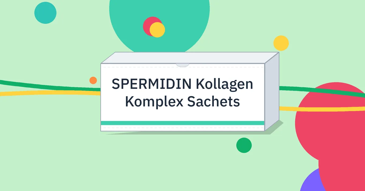 Symbolbild: Packung mit der Aufschrift SPERMIDIN Kollagen Komplex Sachets (PZN 19687092) – Verfügbarkeit und Bezug in Apotheken in Frankfurt am Main