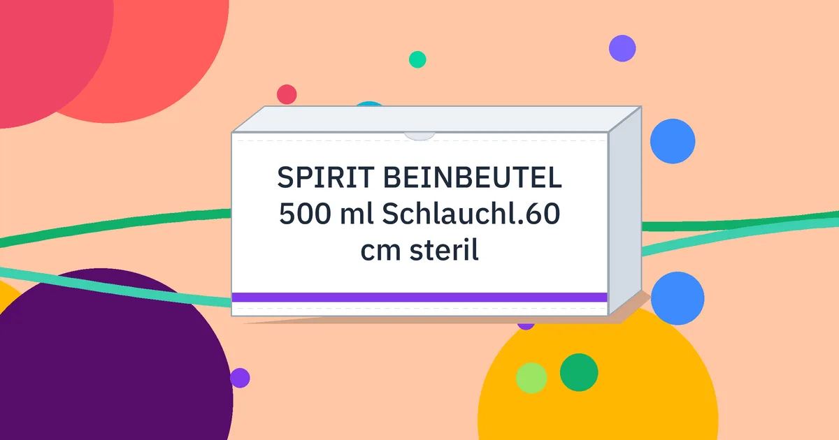 Symbolbild: Packung mit der Aufschrift SPIRIT BEINBEUTEL 500 ml Schlauchl.60 cm steril (PZN 12749890) – Verfügbarkeit und Bezug in Apotheken in Frankfurt am Main