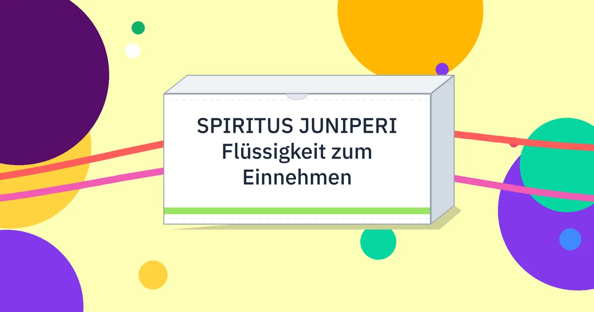 Symbolbild: Packung mit der Aufschrift SPIRITUS JUNIPERI Flüssigkeit zum Einnehmen (PZN 15407753) – Verfügbarkeit und Bezug in Apotheken in Frankfurt am Main