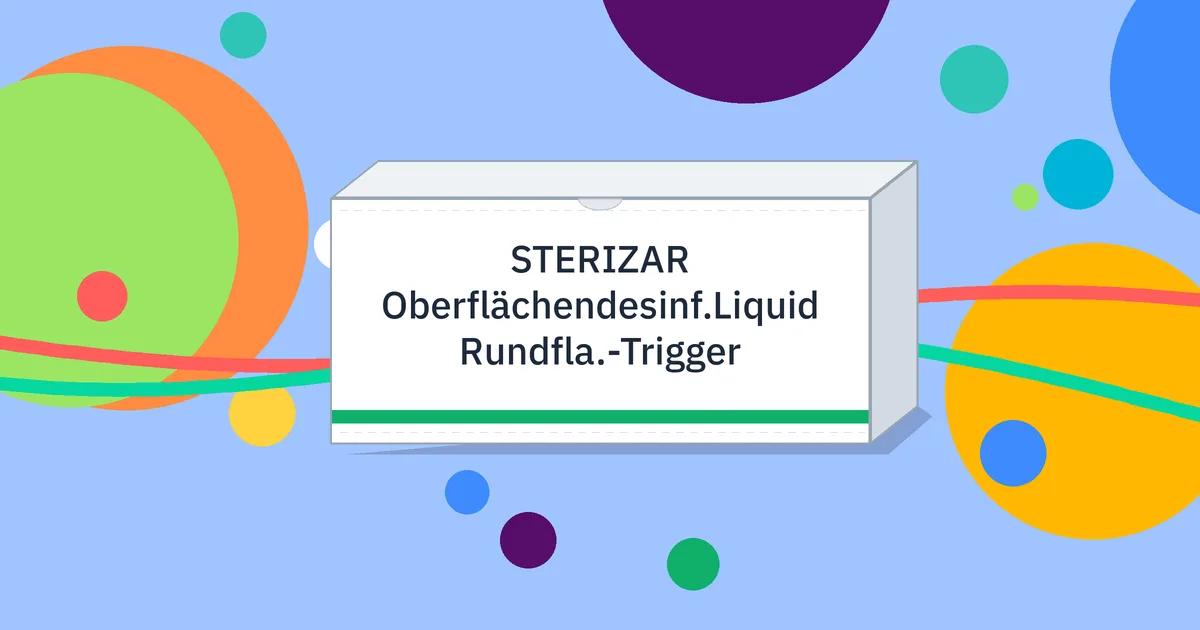 Symbolbild: Packung mit der Aufschrift STERIZAR Oberflächendesinf.Liquid Rundfla.-Trigger (PZN 17590359) – Verfügbarkeit und Bezug in Apotheken in Frankfurt am Main