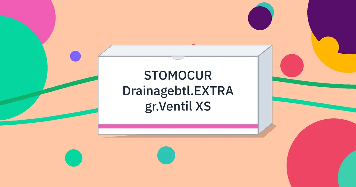 Symbolbild: Packung mit der Aufschrift STOMOCUR Drainagebtl.EXTRA gr.Ventil XS (PZN 11549195) – Verfügbarkeit und Bezug in Apotheken in Frankfurt am Main