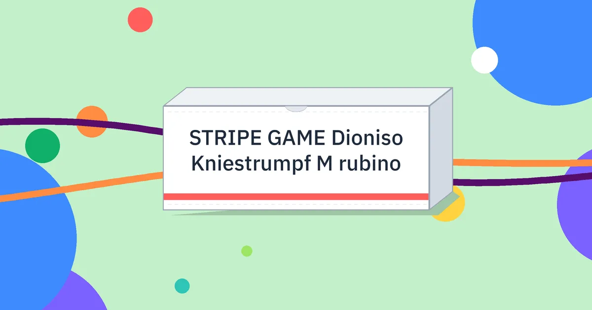 Symbolbild: Packung mit der Aufschrift STRIPE GAME Dioniso Kniestrumpf M rubino (PZN 20209972) – Verfügbarkeit und Bezug in Apotheken in Frankfurt am Main
