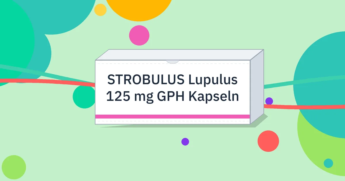 Symbolbild: Packung mit der Aufschrift STROBULUS Lupulus 125 mg GPH Kapseln (PZN 09645572) – Verfügbarkeit und Bezug in Apotheken in Frankfurt am Main