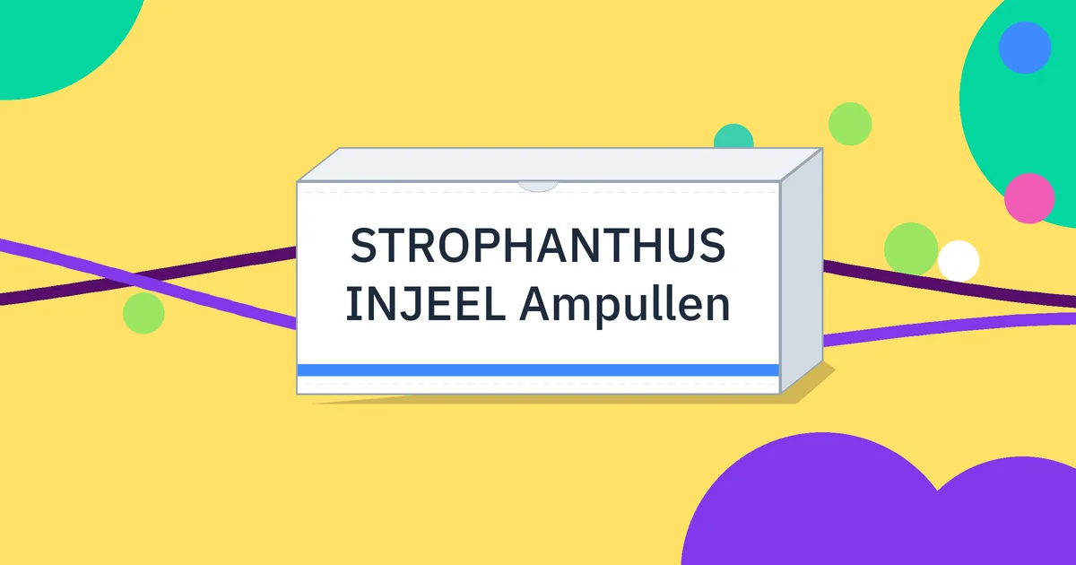 Symbolbild: Packung mit der Aufschrift STROPHANTHUS INJEEL Ampullen (PZN 00980381) – Verfügbarkeit und Bezug in Apotheken in Frankfurt am Main