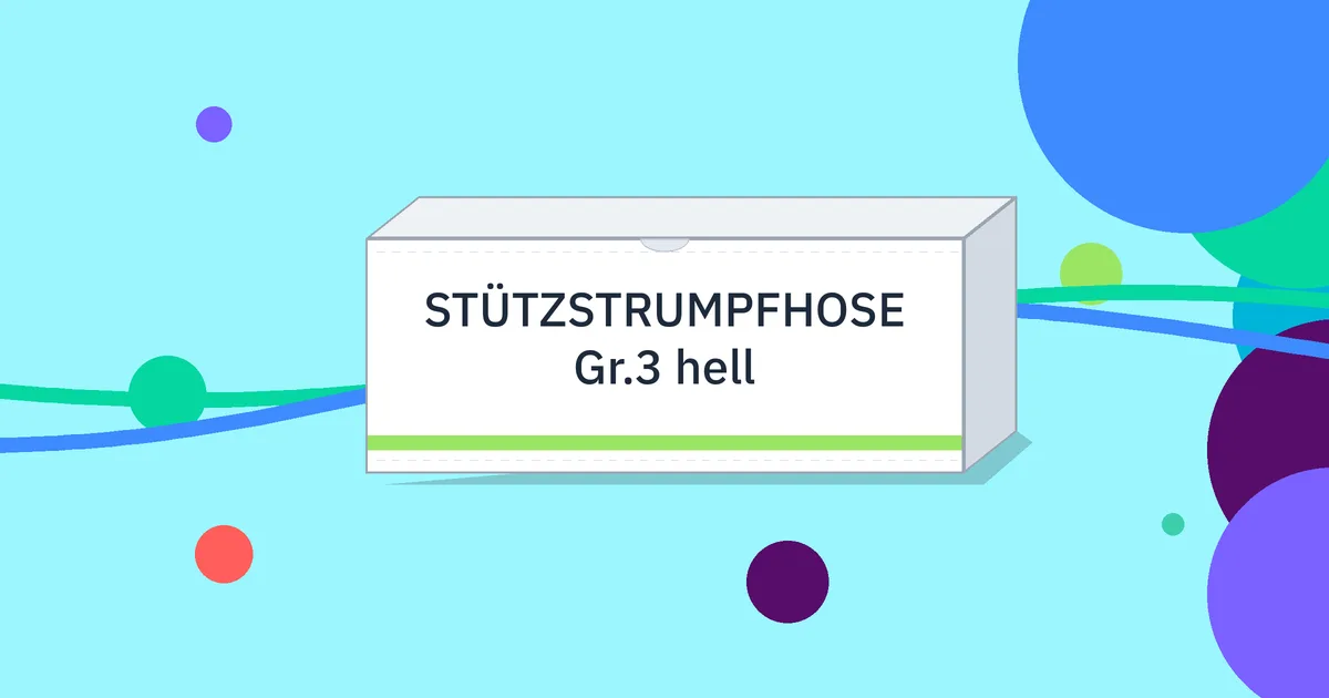 Symbolbild: Packung mit der Aufschrift STÜTZSTRUMPFHOSE Gr.3 hell (PZN 01978937) – Verfügbarkeit und Bezug in Apotheken in Frankfurt am Main