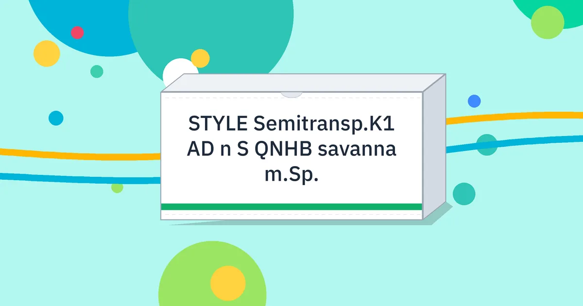 Symbolbild: Packung mit der Aufschrift STYLE Semitransp.K1 AD n S QNHB savanna m.Sp. (PZN 18870517) – Verfügbarkeit und Bezug in Apotheken in Frankfurt am Main