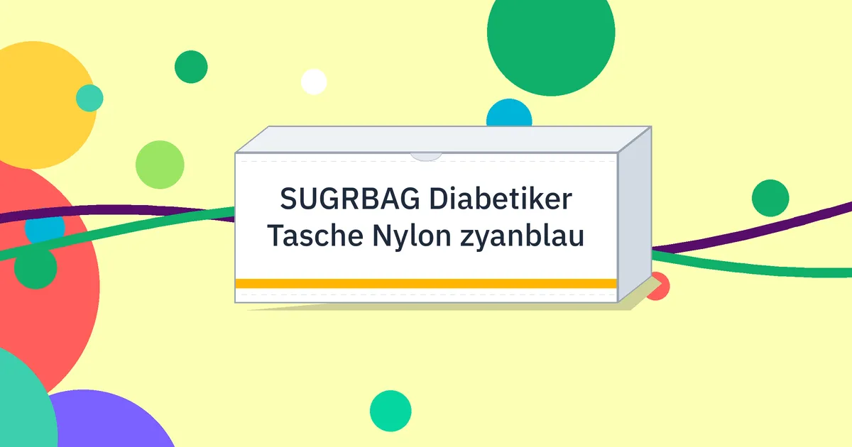 Symbolbild: Packung mit der Aufschrift SUGRBAG Diabetiker Tasche Nylon zyanblau (PZN 11861113) – Verfügbarkeit und Bezug in Apotheken in Frankfurt am Main