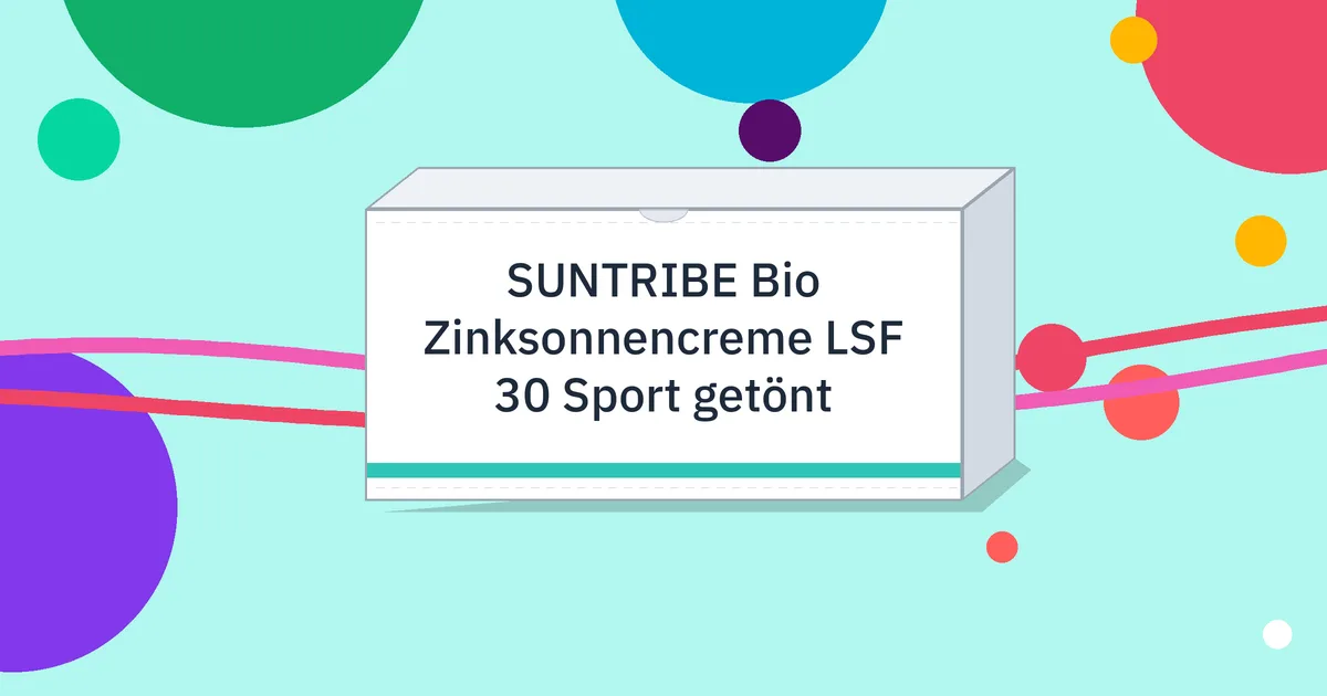 Symbolbild: Packung mit der Aufschrift SUNTRIBE Bio Zinksonnencreme LSF 30 Sport getönt (PZN 16703040) – Verfügbarkeit und Bezug in Apotheken in Frankfurt am Main