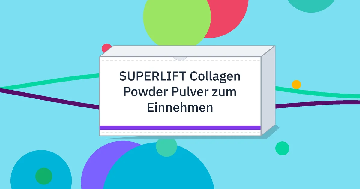 Symbolbild: Packung mit der Aufschrift SUPERLIFT Collagen Powder Pulver zum Einnehmen (PZN 20054481) – Verfügbarkeit und Bezug in Apotheken in Frankfurt am Main