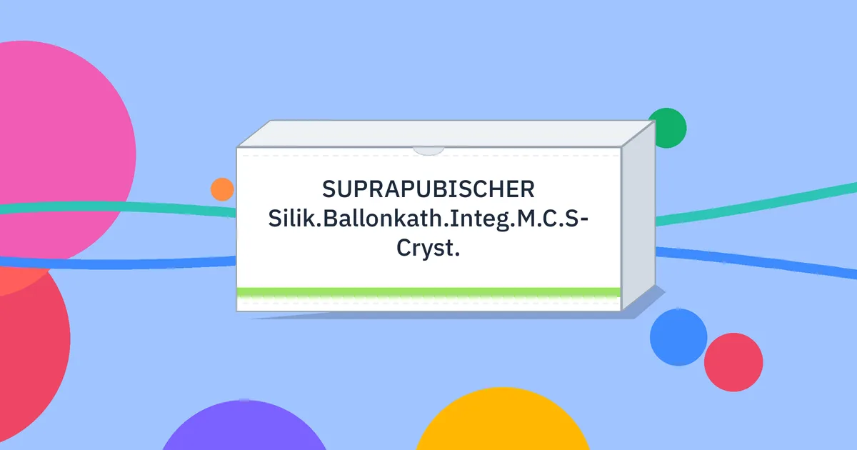 Symbolbild: Packung mit der Aufschrift SUPRAPUBISCHER Silik.Ballonkath.Integ.M.C.S-Cryst. (PZN 04154881) – Verfügbarkeit und Bezug in Apotheken in Frankfurt am Main