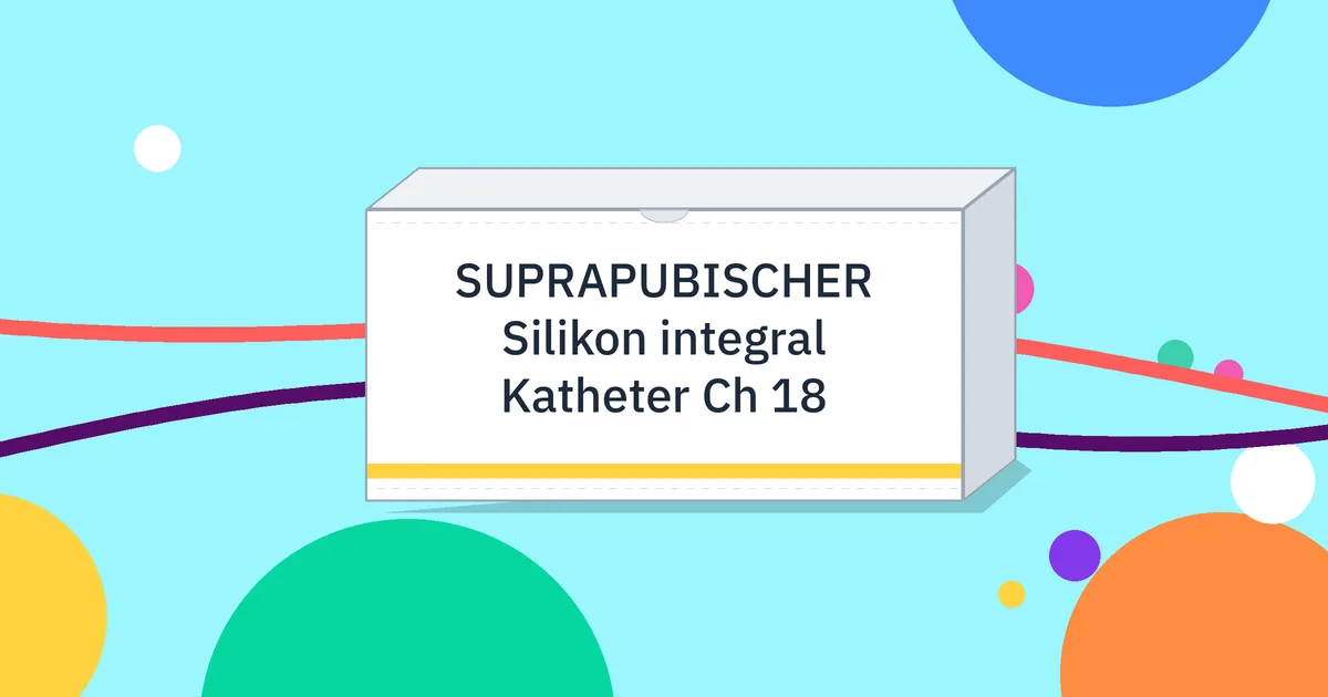 Symbolbild: Packung mit der Aufschrift SUPRAPUBISCHER Silikon integral Katheter Ch 18 (PZN 13163407) – Verfügbarkeit und Bezug in Apotheken in Frankfurt am Main