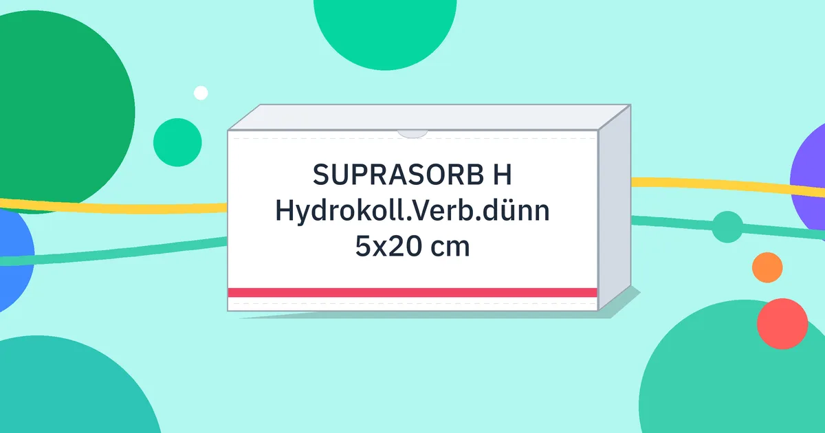 Symbolbild: Packung mit der Aufschrift SUPRASORB H Hydrokoll.Verb.dünn 5x20 cm (PZN 16261530) – Verfügbarkeit und Bezug in Apotheken in Frankfurt am Main