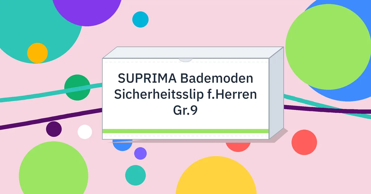 Symbolbild: Packung mit der Aufschrift SUPRIMA Bademoden Sicherheitsslip f.Herren Gr.9 (PZN 09222446) – Verfügbarkeit und Bezug in Apotheken in Frankfurt am Main