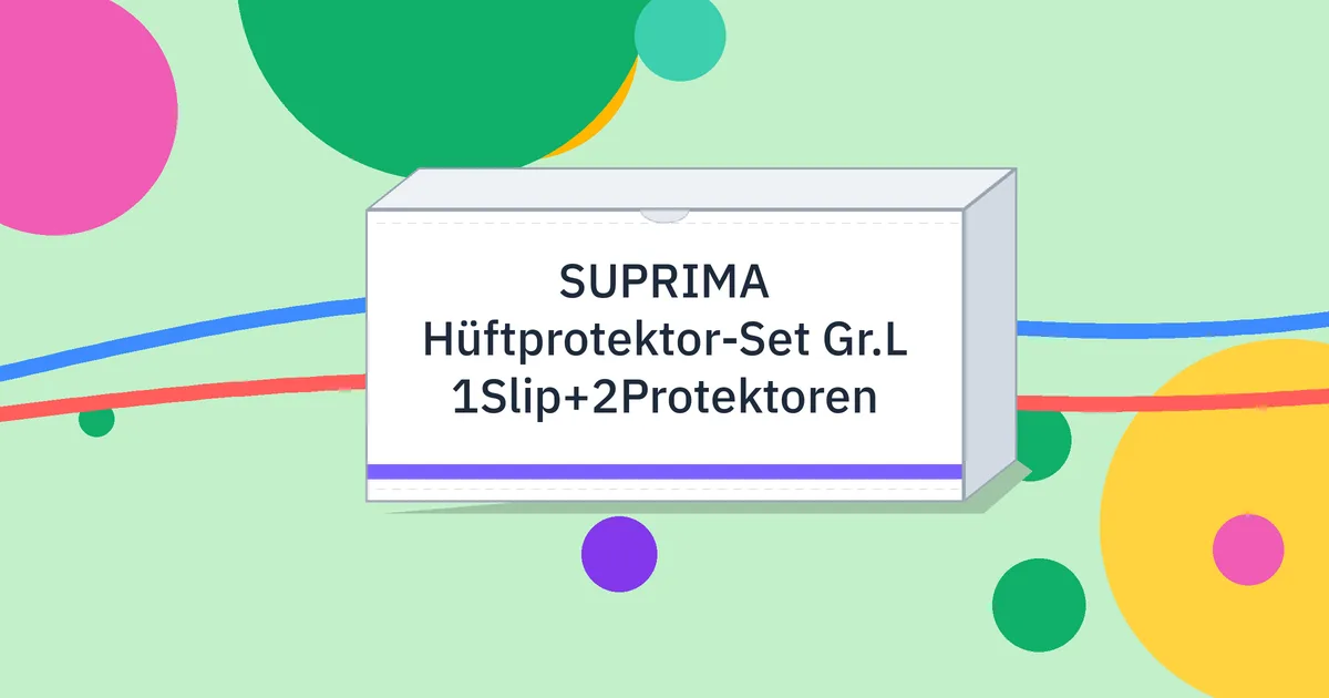 Symbolbild: Packung mit der Aufschrift SUPRIMA Hüftprotektor-Set Gr.L 1Slip+2Protektoren (PZN 09784486) – Verfügbarkeit und Bezug in Apotheken in Frankfurt am Main