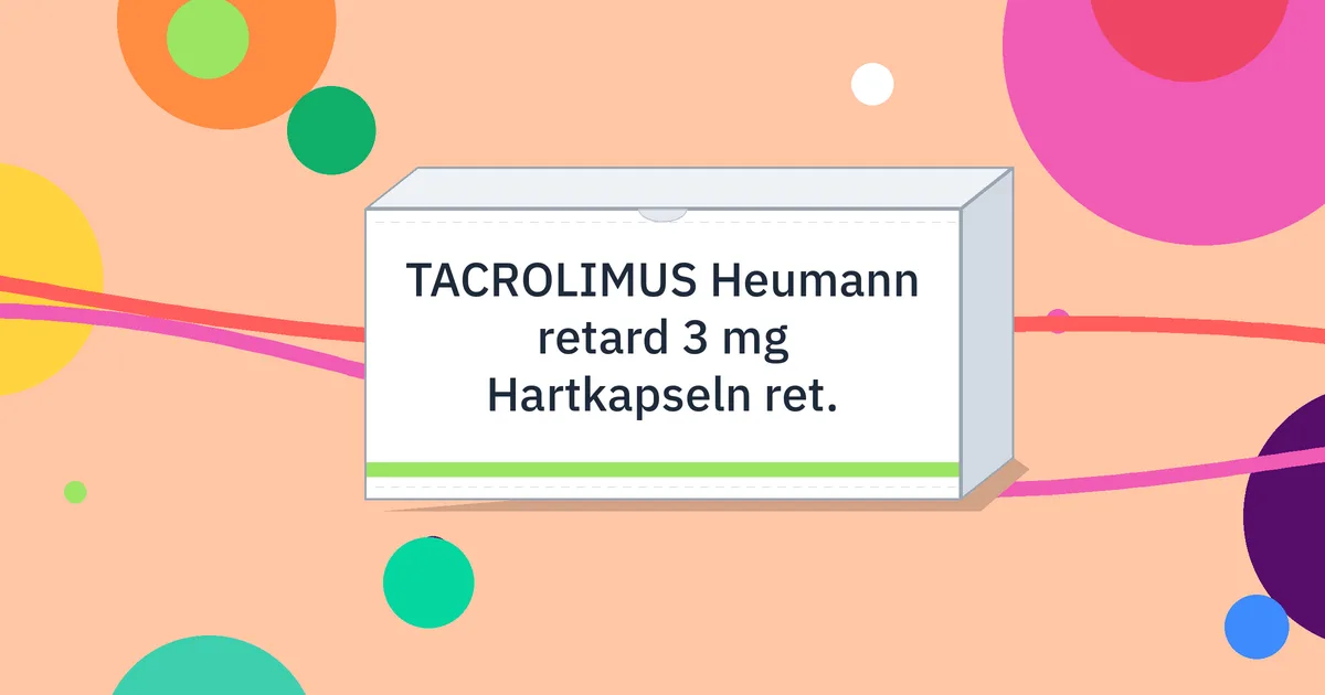 Symbolbild: Packung mit der Aufschrift TACROLIMUS Heumann retard 3 mg Hartkapseln ret. (PZN 18490832) – Verfügbarkeit und Bezug in Apotheken in Frankfurt am Main