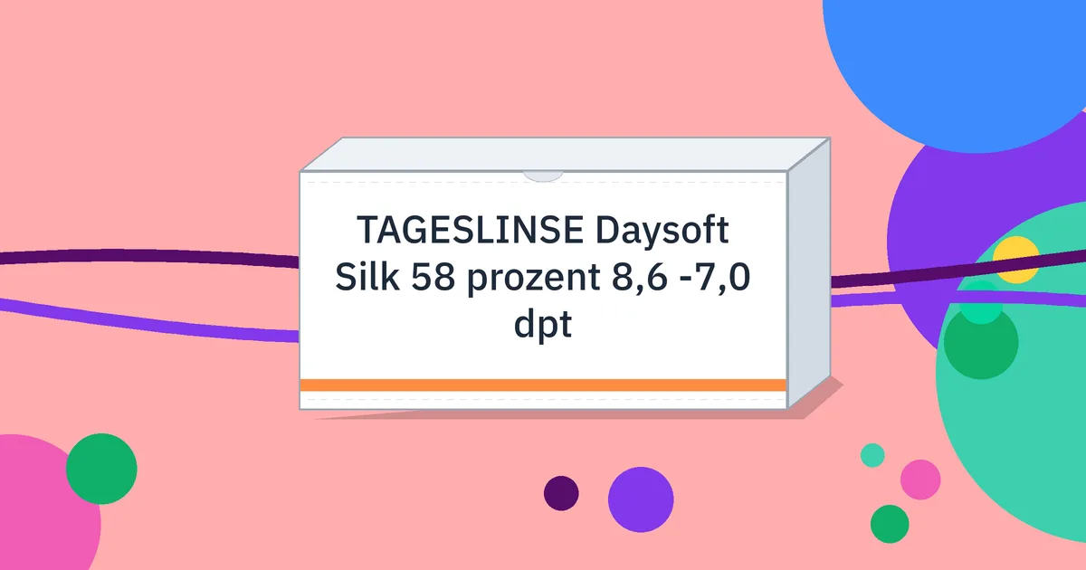 Symbolbild: Packung mit der Aufschrift TAGESLINSE Daysoft Silk 58 prozent 8,6 -7,0 dpt (PZN 00346684) – Verfügbarkeit und Bezug in Apotheken in Frankfurt am Main