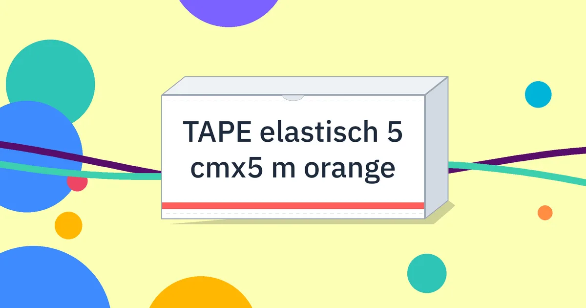 Symbolbild: Packung mit der Aufschrift TAPE elastisch 5 cmx5 m orange (PZN 10830211) – Verfügbarkeit und Bezug in Apotheken in Frankfurt am Main