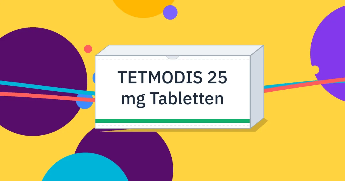Symbolbild: Packung mit der Aufschrift TETMODIS 25 mg Tabletten (PZN 06800641) – Verfügbarkeit und Bezug in Apotheken in Frankfurt am Main