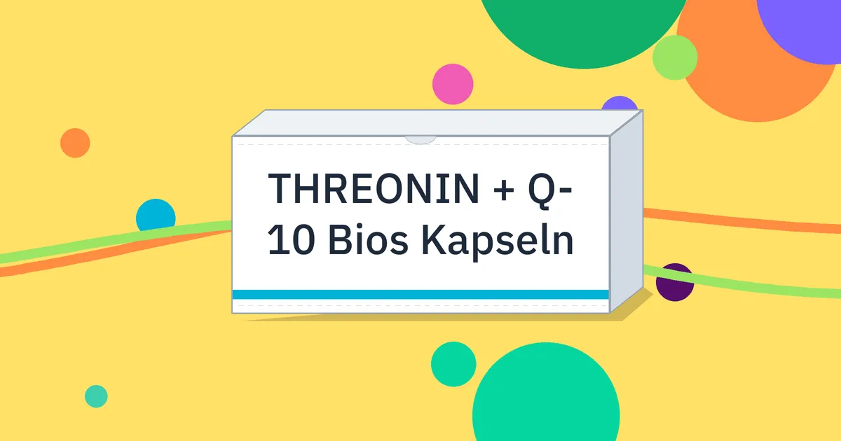 Symbolbild: Packung mit der Aufschrift THREONIN + Q-10 Bios Kapseln (PZN 10523182) – Verfügbarkeit und Bezug in Apotheken in Frankfurt am Main