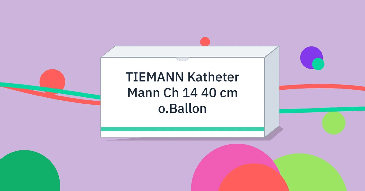 Symbolbild: Packung mit der Aufschrift TIEMANN Katheter Mann Ch 14 40 cm o.Ballon (PZN 09092280) – Verfügbarkeit und Bezug in Apotheken in Frankfurt am Main