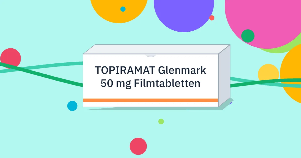 Symbolbild: Packung mit der Aufschrift TOPIRAMAT Glenmark 50 mg Filmtabletten (PZN 09098644) – Verfügbarkeit und Bezug in Apotheken in Frankfurt am Main