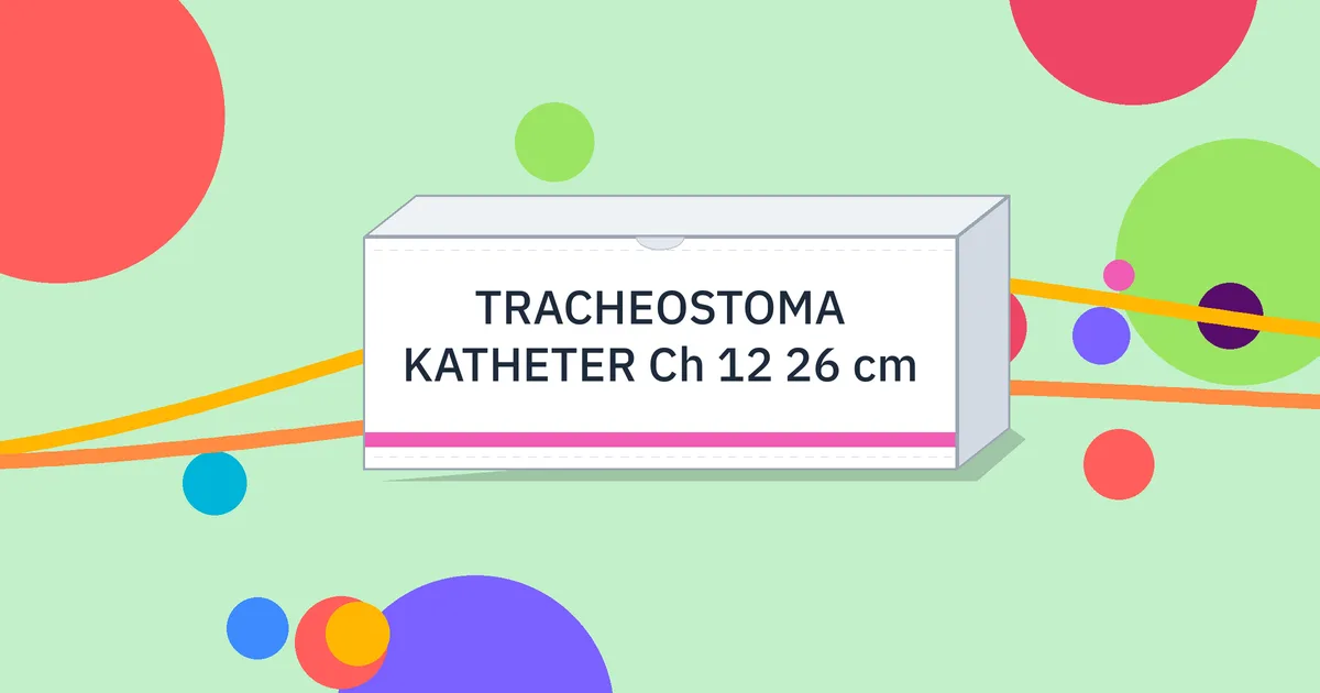 Symbolbild: Packung mit der Aufschrift TRACHEOSTOMA KATHETER Ch 12 26 cm (PZN 02909341) – Verfügbarkeit und Bezug in Apotheken in Frankfurt am Main