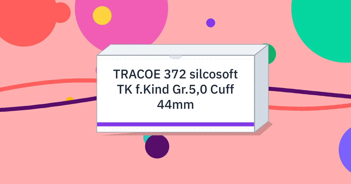 Symbolbild: Packung mit der Aufschrift TRACOE 372 silcosoft TK f.Kind Gr.5,0 Cuff 44mm (PZN 14316497) – Verfügbarkeit und Bezug in Apotheken in Frankfurt am Main