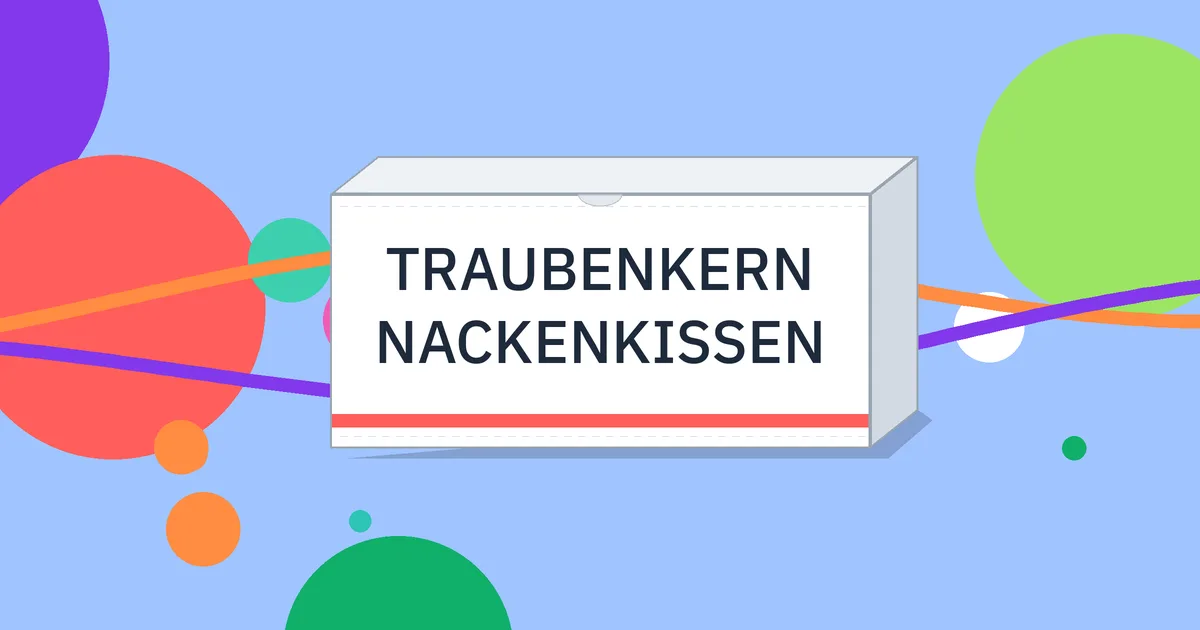 Symbolbild: Packung mit der Aufschrift TRAUBENKERN NACKENKISSEN (PZN 09242779) – Verfügbarkeit und Bezug in Apotheken in Frankfurt am Main