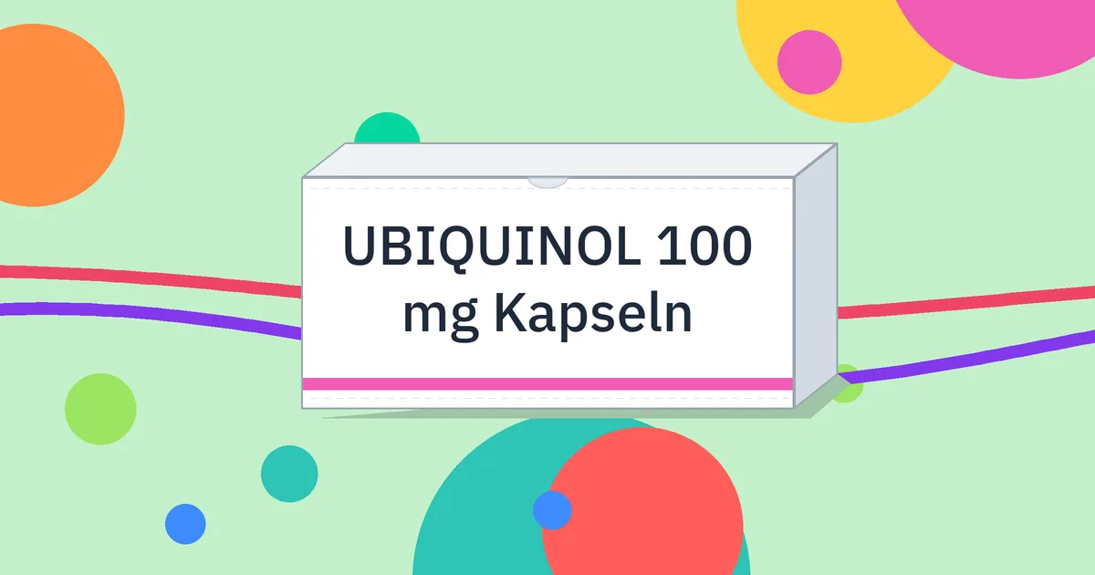Symbolbild: Packung mit der Aufschrift UBIQUINOL 100 mg Kapseln (PZN 19446201) – Verfügbarkeit und Bezug in Apotheken in Frankfurt am Main