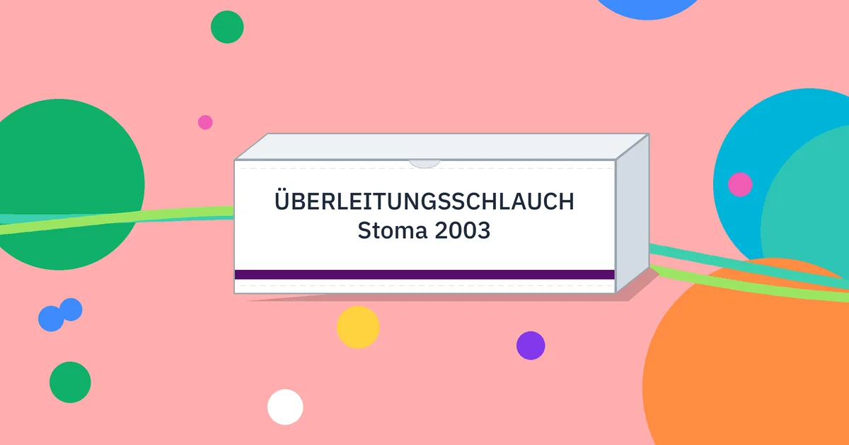 Symbolbild: Packung mit der Aufschrift ÜBERLEITUNGSSCHLAUCH Stoma 2003 (PZN 16841523) – Verfügbarkeit und Bezug in Apotheken in Frankfurt am Main
