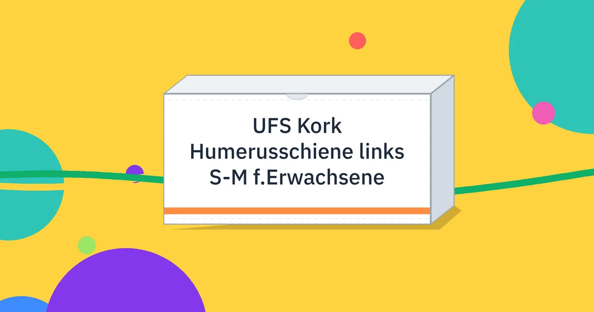 Symbolbild: Packung mit der Aufschrift UFS Kork Humerusschiene links S-M f.Erwachsene (PZN 04810109) – Verfügbarkeit und Bezug in Apotheken in Frankfurt am Main
