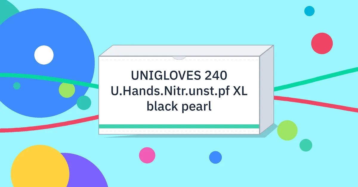 Symbolbild: Packung mit der Aufschrift UNIGLOVES 240 U.Hands.Nitr.unst.pf XL black pearl (PZN 18101569) – Verfügbarkeit und Bezug in Apotheken in Frankfurt am Main