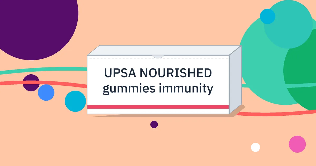 Symbolbild: Packung mit der Aufschrift UPSA NOURISHED gummies immunity (PZN 19880073) – Verfügbarkeit und Bezug in Apotheken in Frankfurt am Main