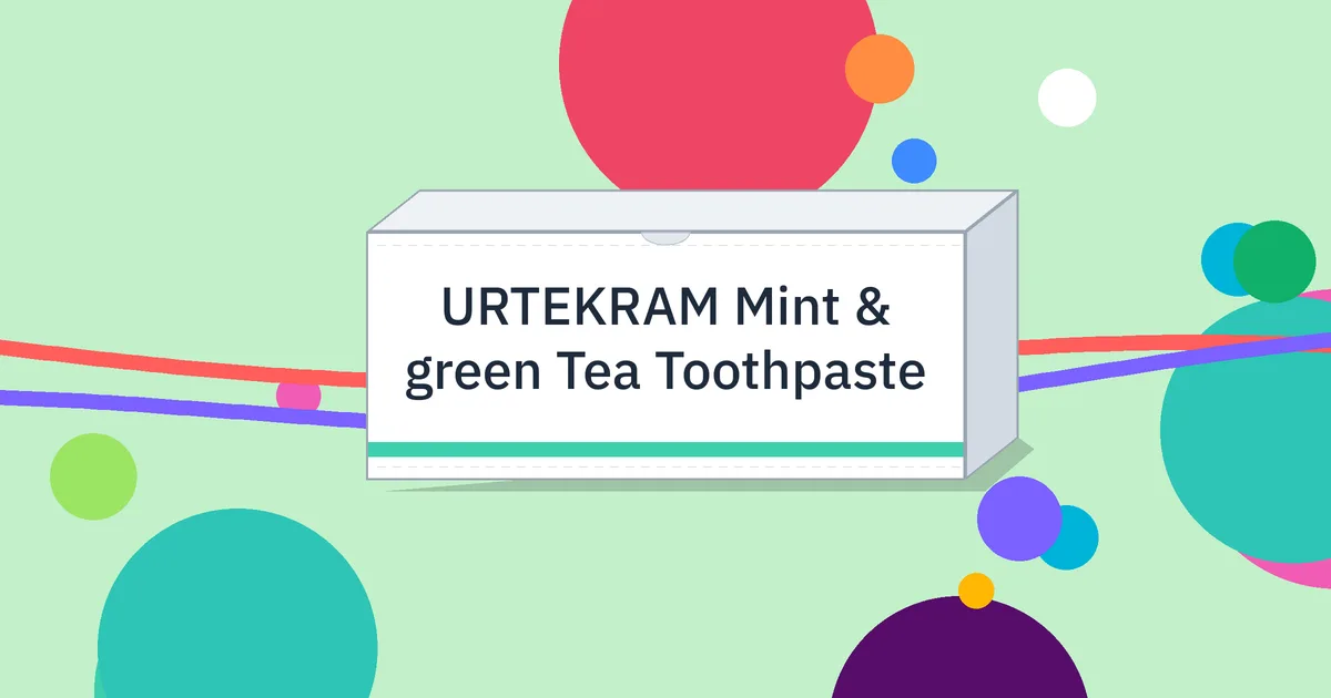 Symbolbild: Packung mit der Aufschrift URTEKRAM Mint & green Tea Toothpaste (PZN 18820407) – Verfügbarkeit und Bezug in Apotheken in Frankfurt am Main