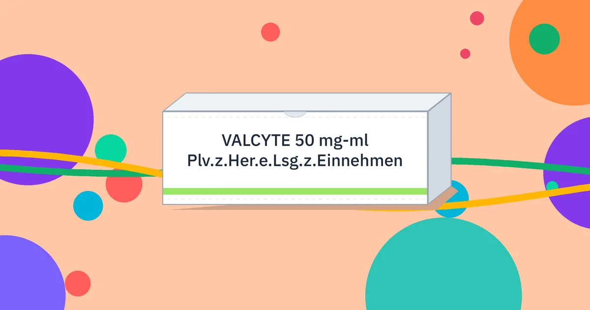 Symbolbild: Packung mit der Aufschrift VALCYTE 50 mg-ml Plv.z.Her.e.Lsg.z.Einnehmen (PZN 11013336) – Verfügbarkeit und Bezug in Apotheken in Frankfurt am Main