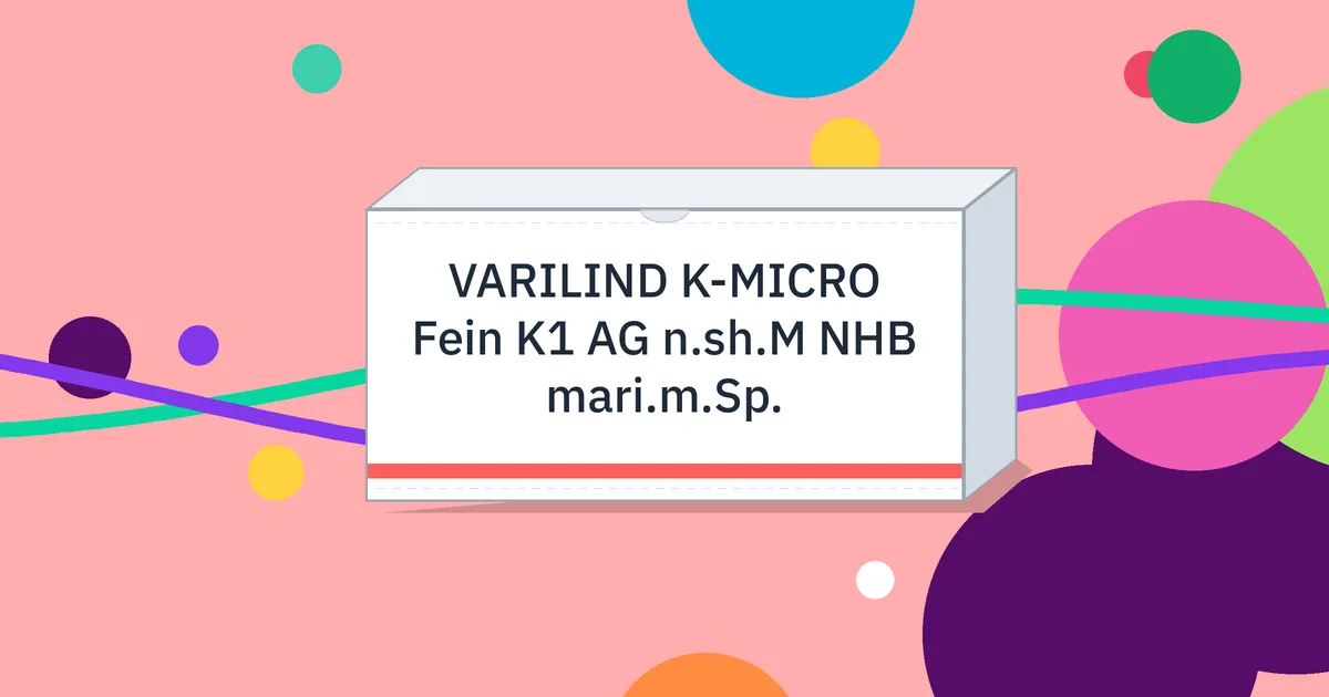 Symbolbild: Packung mit der Aufschrift VARILIND K-MICRO Fein K1 AG n.sh.M NHB mari.m.Sp. (PZN 20554746) – Verfügbarkeit und Bezug in Apotheken in Frankfurt am Main