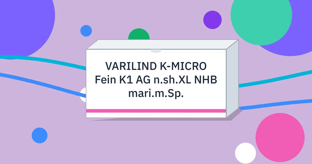 Symbolbild: Packung mit der Aufschrift VARILIND K-MICRO Fein K1 AG n.sh.XL NHB mari.m.Sp. (PZN 20554769) – Verfügbarkeit und Bezug in Apotheken in Frankfurt am Main