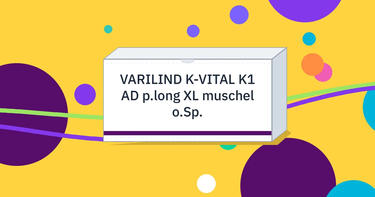 Symbolbild: Packung mit der Aufschrift VARILIND K-VITAL K1 AD p.long XL muschel o.Sp. (PZN 20567341) – Verfügbarkeit und Bezug in Apotheken in Frankfurt am Main