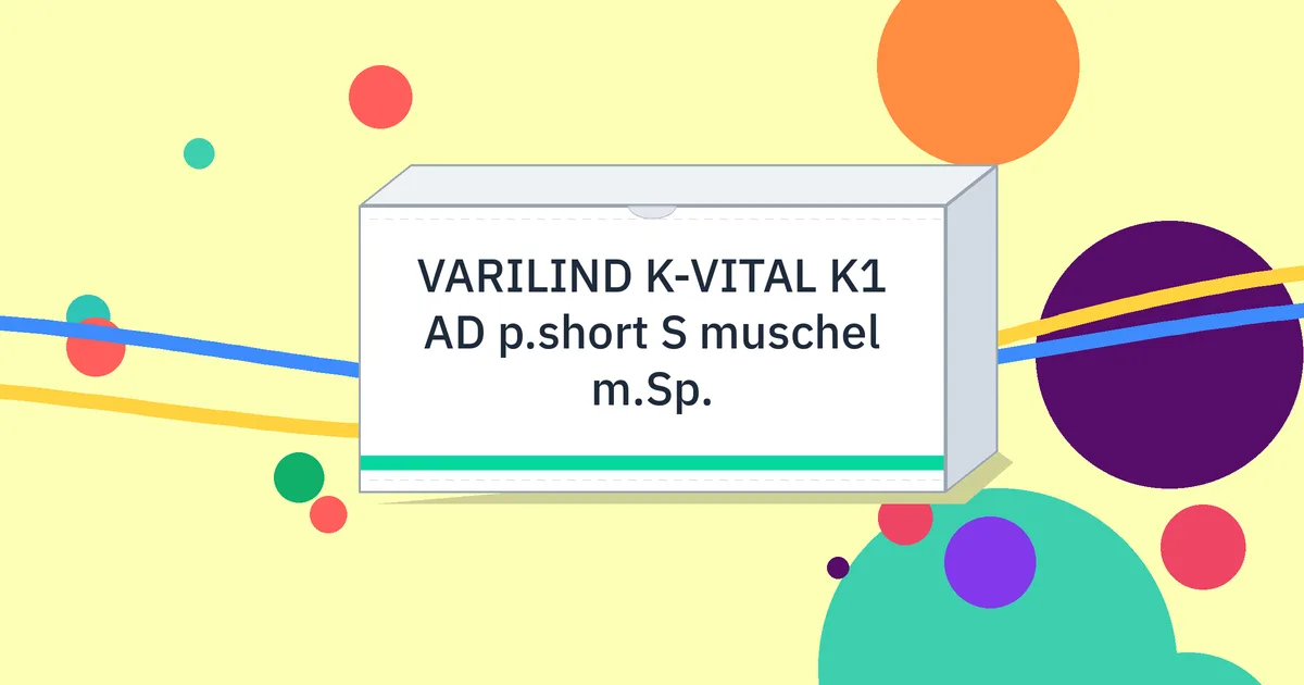 Symbolbild: Packung mit der Aufschrift VARILIND K-VITAL K1 AD p.short S muschel m.Sp. (PZN 20567068) – Verfügbarkeit und Bezug in Apotheken in Frankfurt am Main