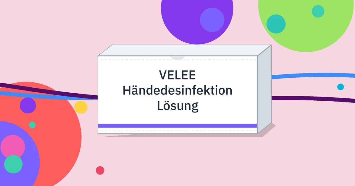 Symbolbild: Packung mit der Aufschrift VELEE Händedesinfektion Lösung (PZN 20340382) – Verfügbarkeit und Bezug in Apotheken in Frankfurt am Main