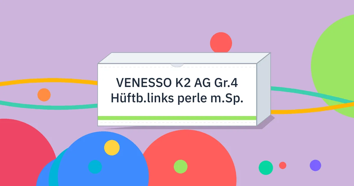 Symbolbild: Packung mit der Aufschrift VENESSO K2 AG Gr.4 Hüftb.links perle m.Sp. (PZN 03267494) – Verfügbarkeit und Bezug in Apotheken in Frankfurt am Main