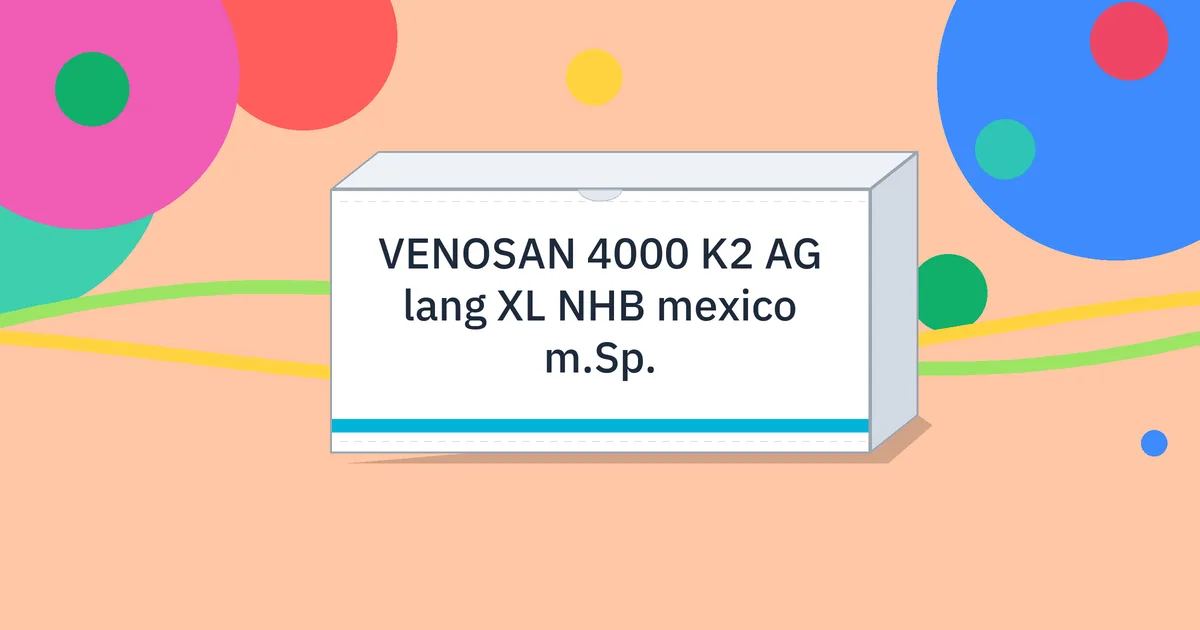 Symbolbild: Packung mit der Aufschrift VENOSAN 4000 K2 AG lang XL NHB mexico m.Sp. (PZN 14424548) – Verfügbarkeit und Bezug in Apotheken in Frankfurt am Main