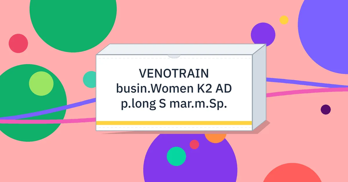 Symbolbild: Packung mit der Aufschrift VENOTRAIN busin.Women K2 AD p.long S mar.m.Sp. (PZN 10196010) – Verfügbarkeit und Bezug in Apotheken in Frankfurt am Main