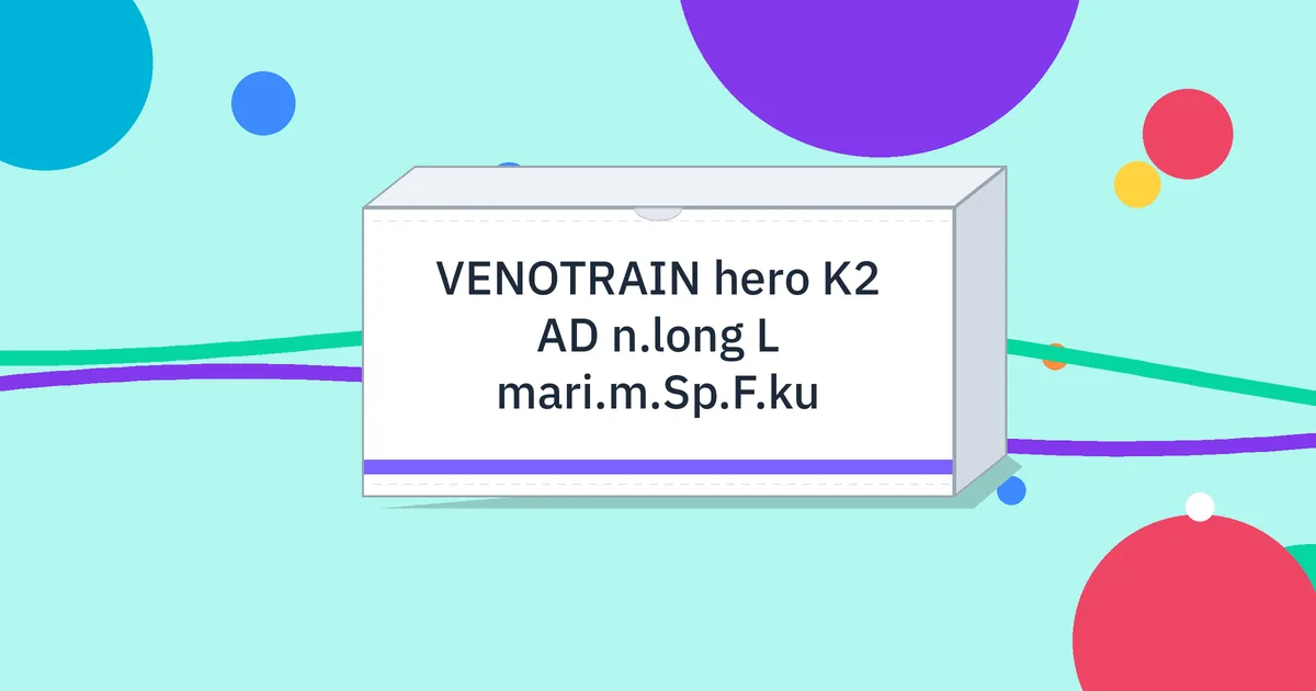 Symbolbild: Packung mit der Aufschrift VENOTRAIN hero K2 AD n.long L mari.m.Sp.F.ku (PZN 19189075) – Verfügbarkeit und Bezug in Apotheken in Frankfurt am Main