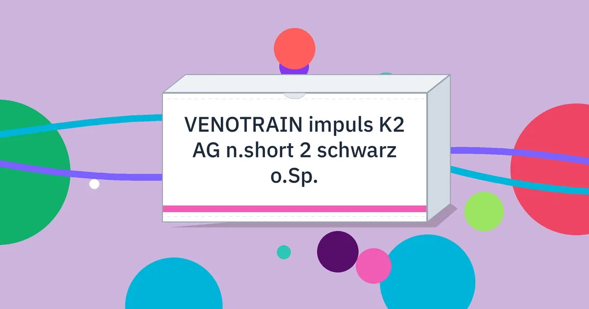 Symbolbild: Packung mit der Aufschrift VENOTRAIN impuls K2 AG n.short 2 schwarz o.Sp. (PZN 00495674) – Verfügbarkeit und Bezug in Apotheken in Frankfurt am Main