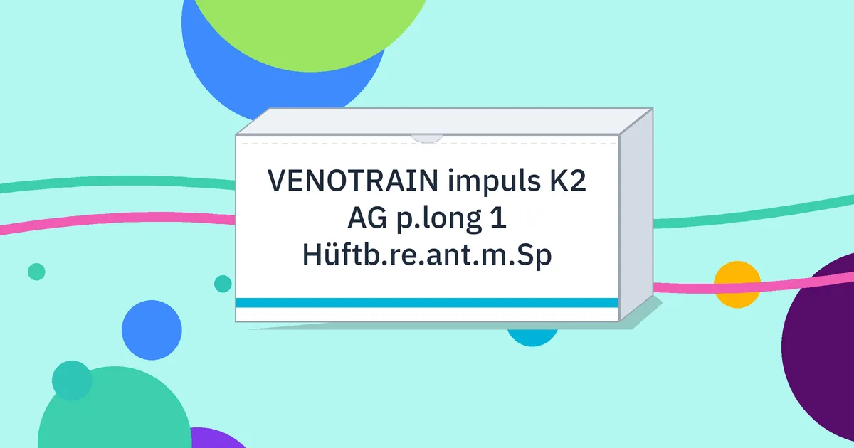 Symbolbild: Packung mit der Aufschrift VENOTRAIN impuls K2 AG p.long 1 Hüftb.re.ant.m.Sp (PZN 15217142) – Verfügbarkeit und Bezug in Apotheken in Frankfurt am Main