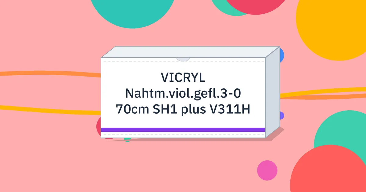 Symbolbild: Packung mit der Aufschrift VICRYL Nahtm.viol.gefl.3-0 70cm SH1 plus V311H (PZN 16392835) – Verfügbarkeit und Bezug in Apotheken in Frankfurt am Main